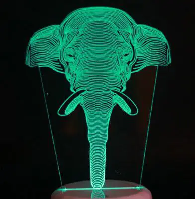 3D LED Lampa Illusions by Black Cut Elephant Green