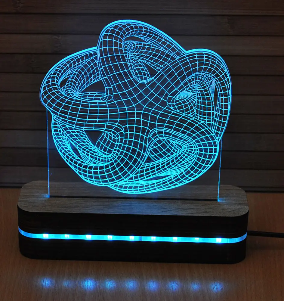 Black Cut 3D LED Lampa Blue Star