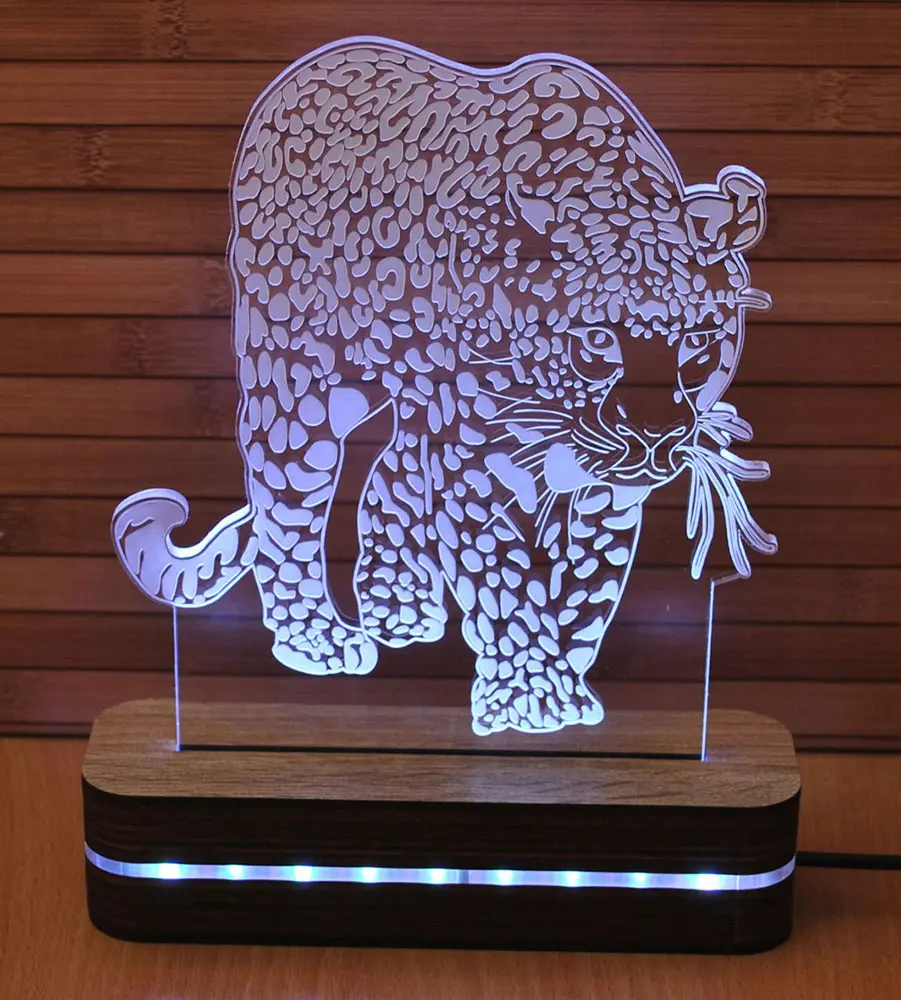 3D LED Lampa u 8 boja Black Cut Jaguar Multicolor