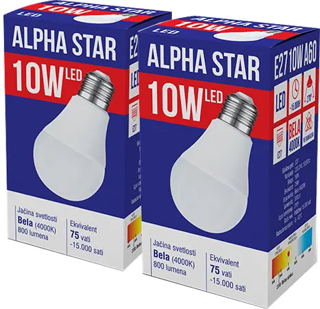 Alpha Star LED Sijalica E27 10W 4000K 2 komada 023566