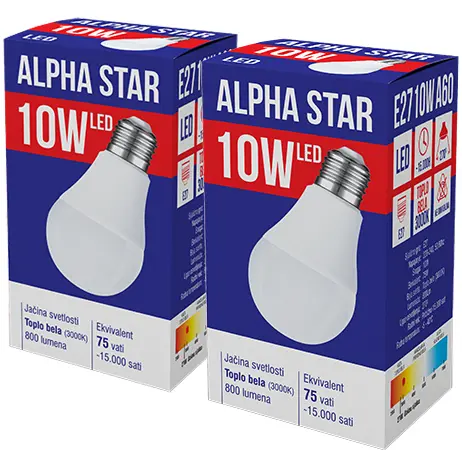 Alpha Star LED Sijalica E27 10W Toplo bela 2 komada 023565