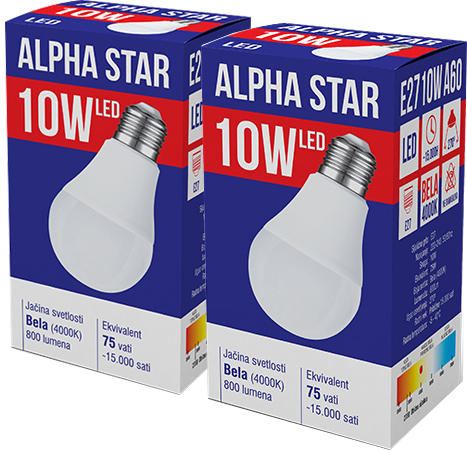 Alpha Star LED Sijalica E27 10W 4000K 2 komada 023566