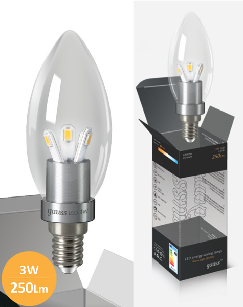 Štedljive LED sijalice 2 kom. Gauss E14 3W 220V 2700K HA103201103