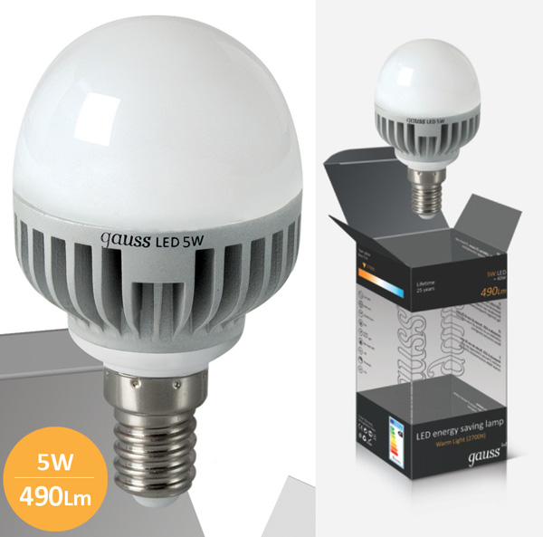 Štedljive LED sijalice 2 kom. Gauss E14 5W 220V 2700K EB105101105