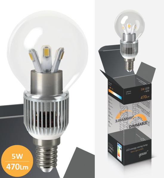 Štedljive Dimmable LED sijalice 2 kom. Gauss E14 5W 220V 2700K HA105201105-D