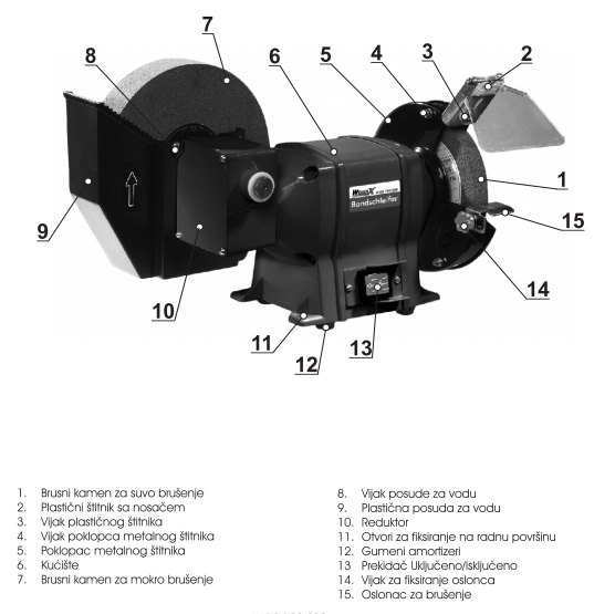 Kombinovani oštrač tocilo W-DS 150/200 72840090