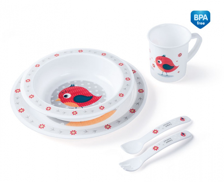 CANPOL Bebi set za hranjenje 4/401 BIRD crvena