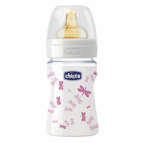 Chicco Staklena Flašica Well Being sa kaučuk cuclom 150ml 0m+ 00070810110000