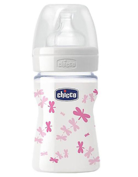 Chicco Staklena Flašica Well Being sa silikonskom cuclom 150ml 0m+ 00070811110000