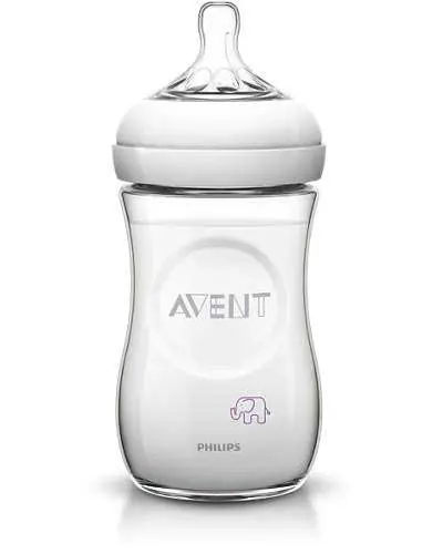 Avent Flašica za bebu Natural 260ml Slon roze
