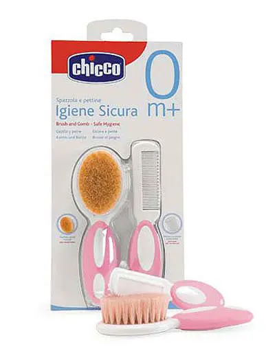 Chicco češalj + prirodna četka, roze 6600331