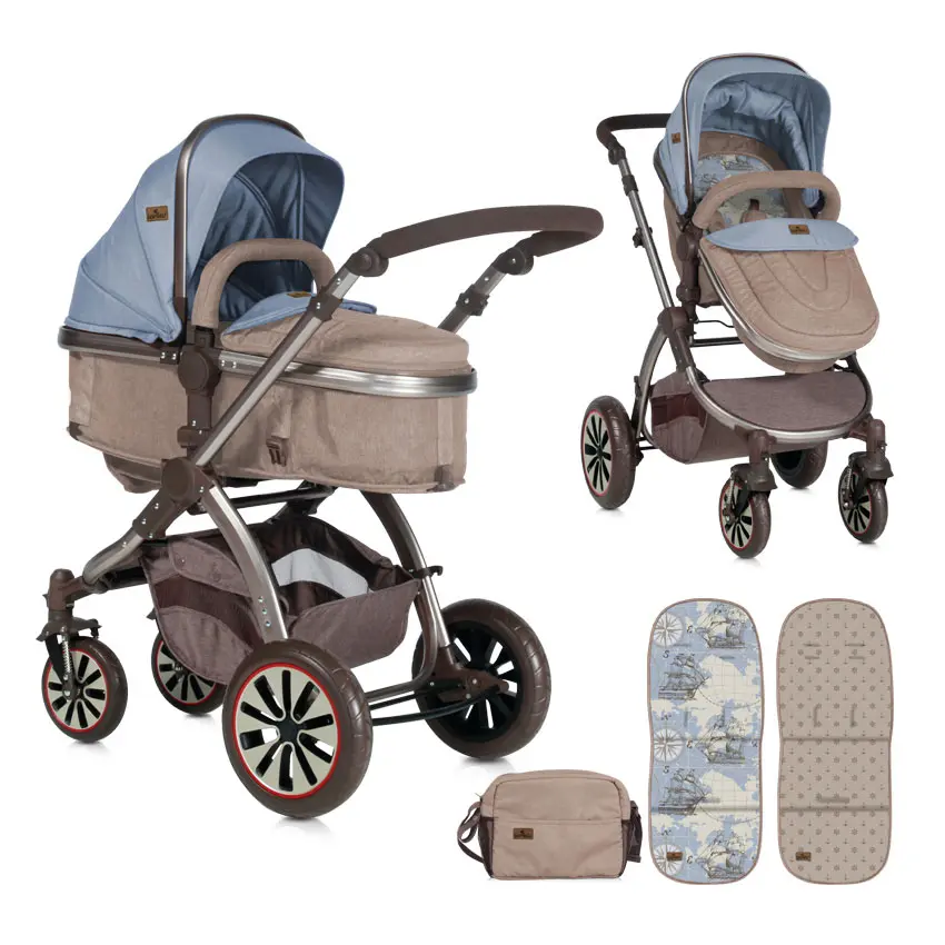 LORELLI Kolica za bebe AURORA set Beige and Blue Maps