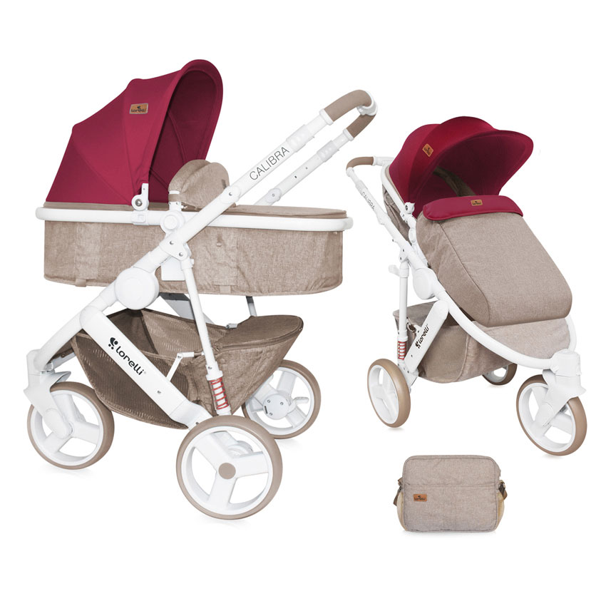 LORELLI Kolica za bebe CALIBRA3 Set 2 u 1 Beige and Red