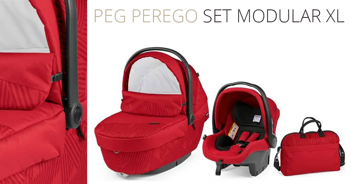 PEG PEREGO Set modular XL nosiljka-autosedište-torba za mamu Geo Red