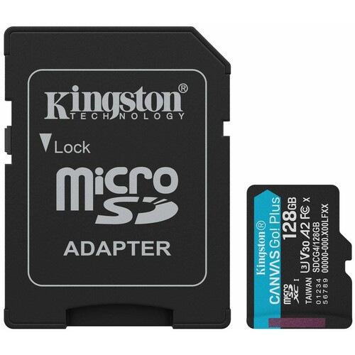 KINGSTON CanvasGo!Plus SDCG4, MicroSD 128GB+adapter, UHS-I, Class 10