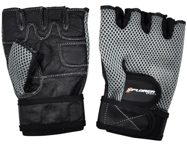 Fitnes rukavice Xplorer sive koža L 06637