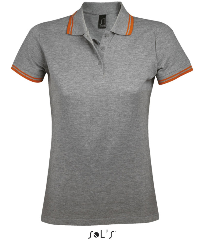 Sols Pasadena Ženska majica sa kragnom vel. XXL Melange Grey/Orange 00578