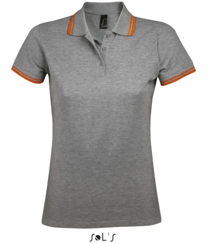 Sols Pasadena Ženska majica sa kragnom vel. XL Melange Grey/Orange 00578
