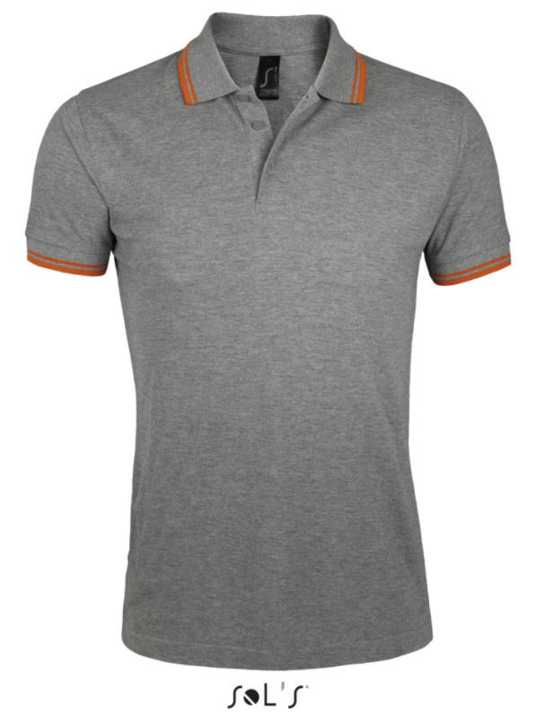 Polo majica za muškarce veličina L Sols Pasadena Melange Grey/Orange 00577