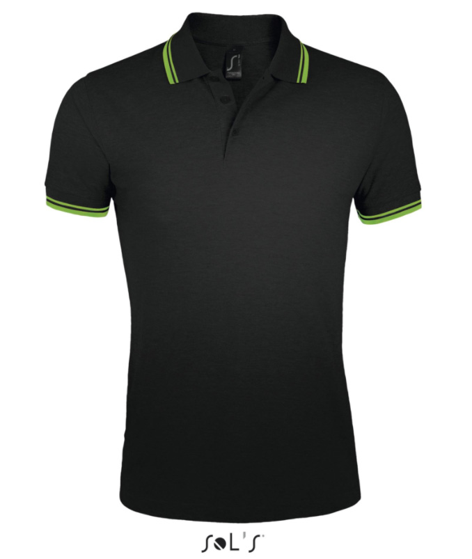 Polo majica za muškarce veličina XXL Sols Pasadena Black/Lime 00577