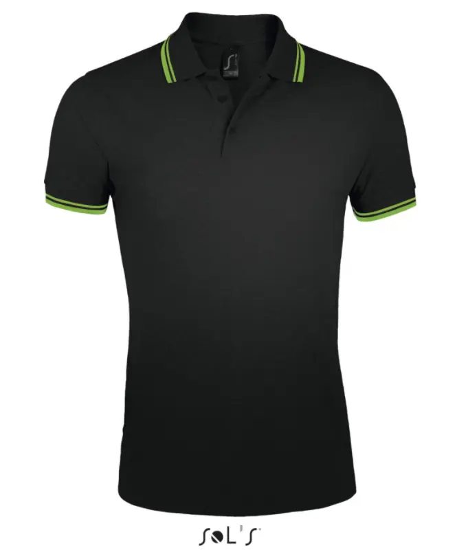 Polo majica za muškarce veličina 3XL Sols Pasadena Black/Lime 00577