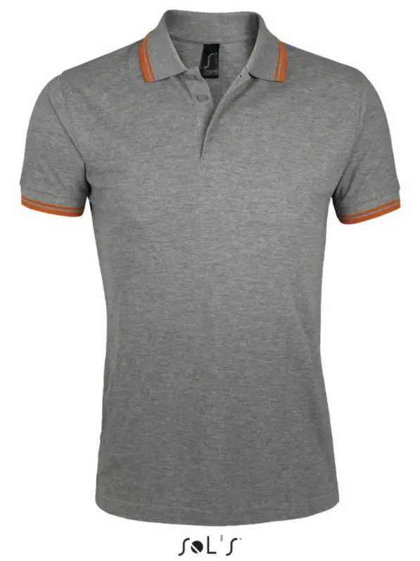 Polo majica za muškarce veličina 3XL Sols Pasadena Melange Grey/Orange 00577