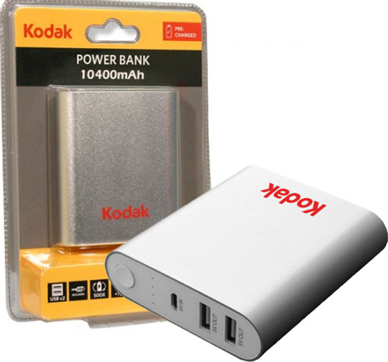 Kodak Power Bank pomoćna baterija za mobilne uređaje 10400 mAh srebrni 30411876
