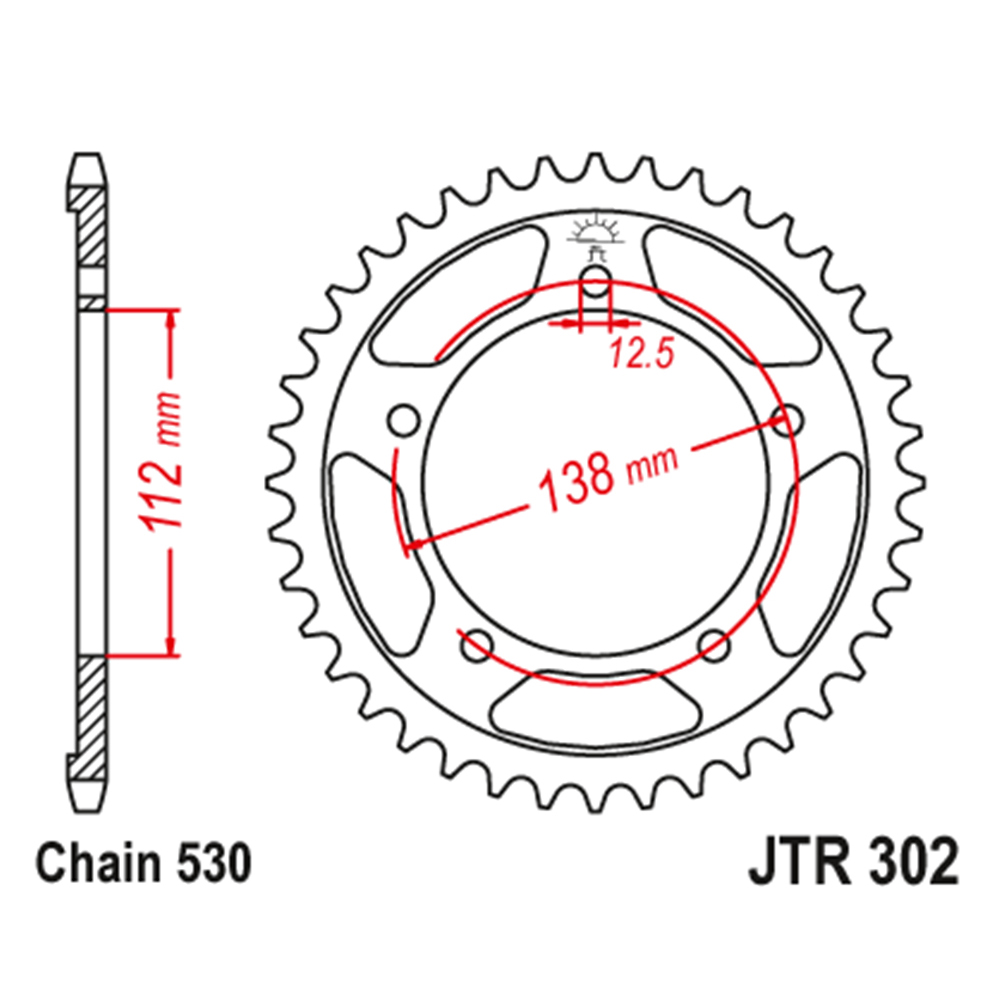 Lančanik zadnji JT JTR302-44ZBK (530) 44 zuba