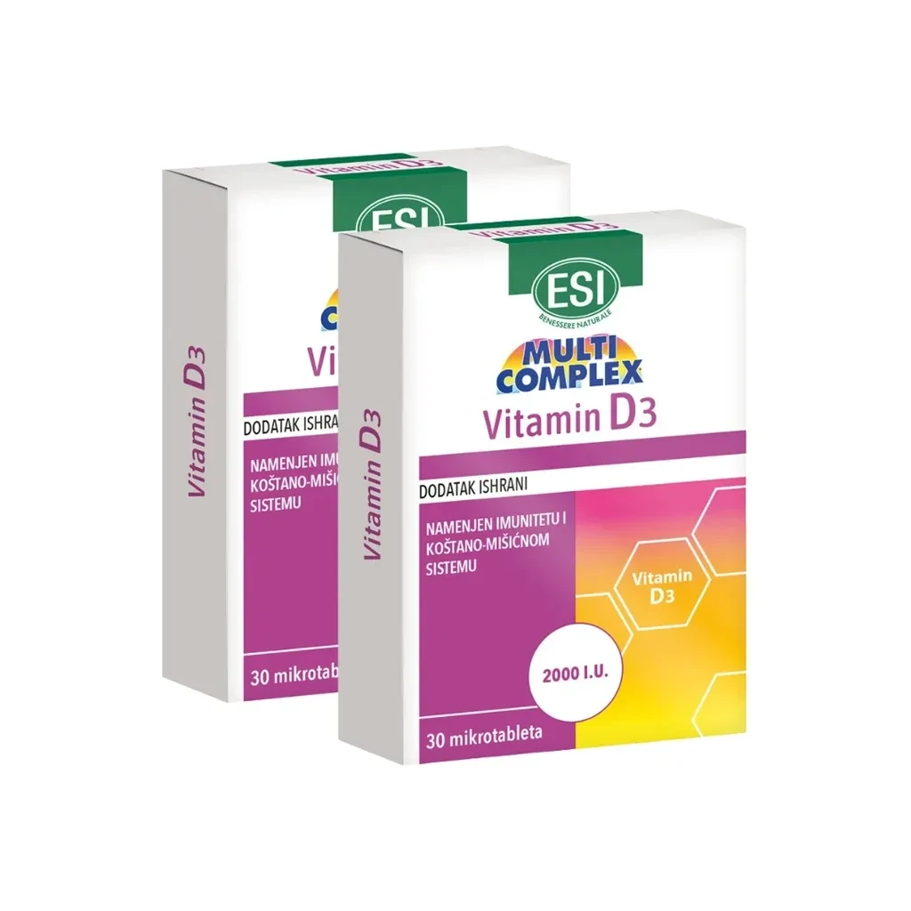 ESI Vitamin D3, 2000 IU, 60 mikrotableta, 2 pakovanja