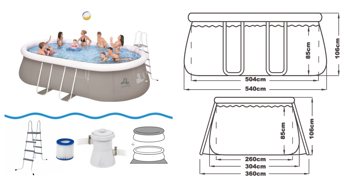 Ovalni Bazen sa čeličnim okvirom 540 x 304 x 106 cm 26-343