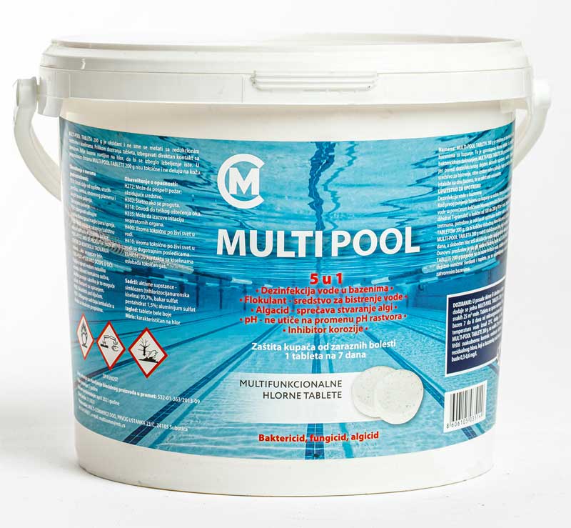 Multi Pool 200g Tablete za tretman vode u bazenima 5u1 5kg MCom