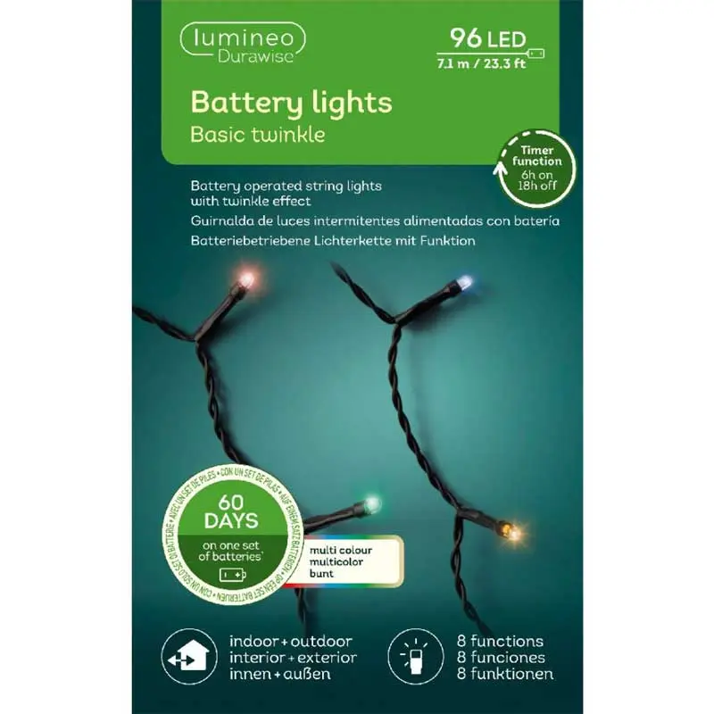 Lumineo Šarene LED lampice na baterije 96 LED 49.7146