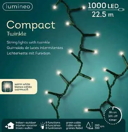 Lumineo Novogodišnje LED lampice za spoljnu i unutrašnju upotrebu 1000 LED 22.5m 49.5354