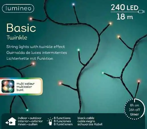 Lumineo Novogodišnje lampice za spoljnu i unutrašnju upotrebu Multicolor 18m 240 LED 49.4155