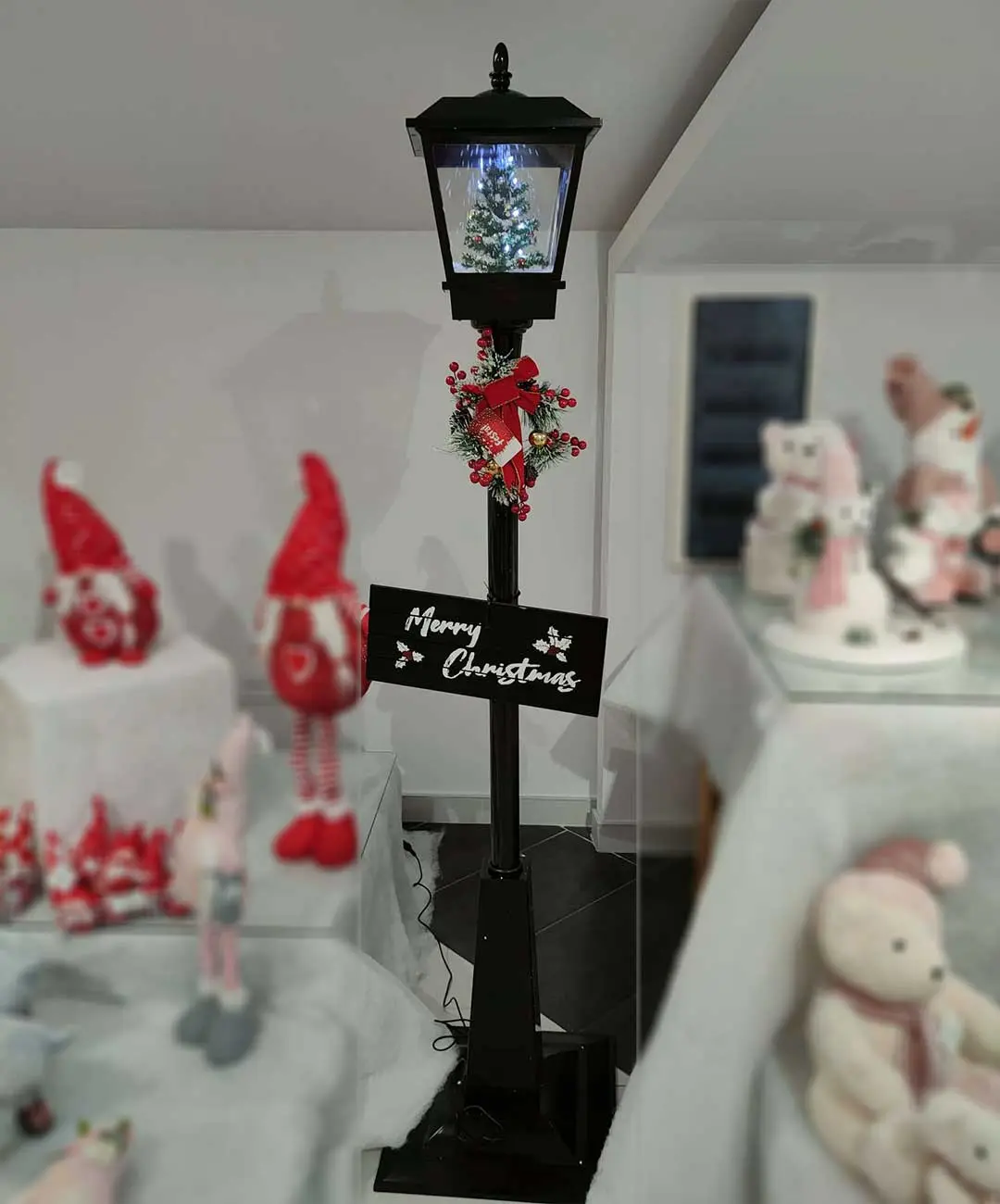 Ulična Novogodišnja Lampa sa Snegom i Melodijama - Black 180 cm