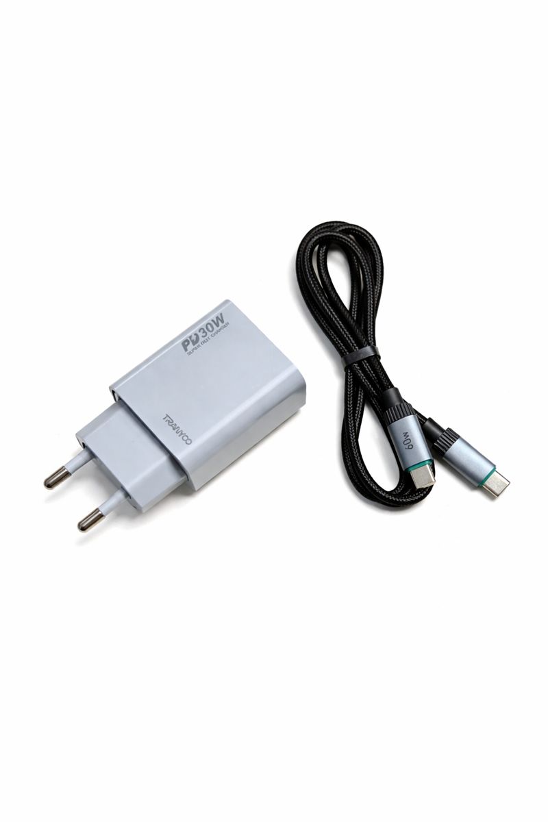 Tranyoo kućni punjač 30W T-EU13C (USB-A + USB-C) sa USB-C kablom