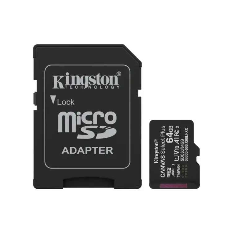 Micro SD Card 64GB Kingston + SD adapter SDCS3/64GB class 10