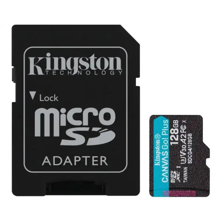 Micro SD Card 128GB Kingston+SD adapter SDCG4/128GB - 200/160 MB/s
