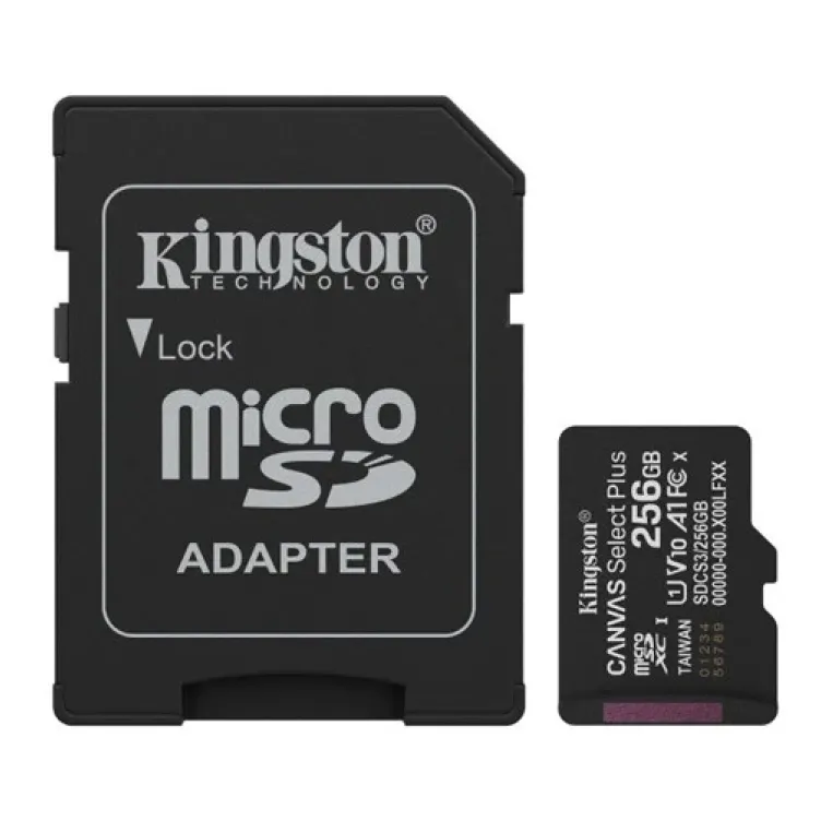 Micro SD Card 256GB Kingston + SD adapter SDCS3/256GB class 10