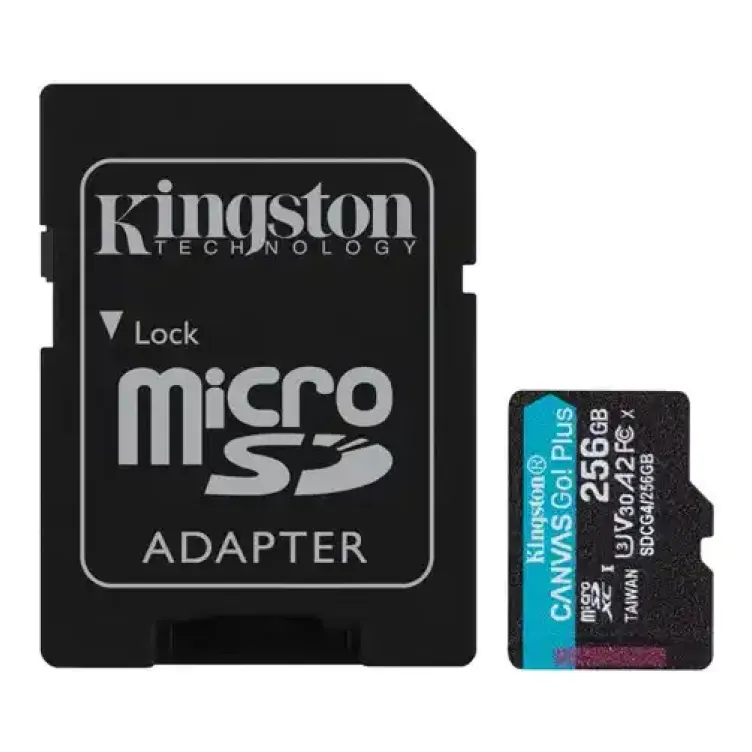 Micro SD Card 256GB Kingston+SD adapter SDCG4/256GB - 200/160 MB/s