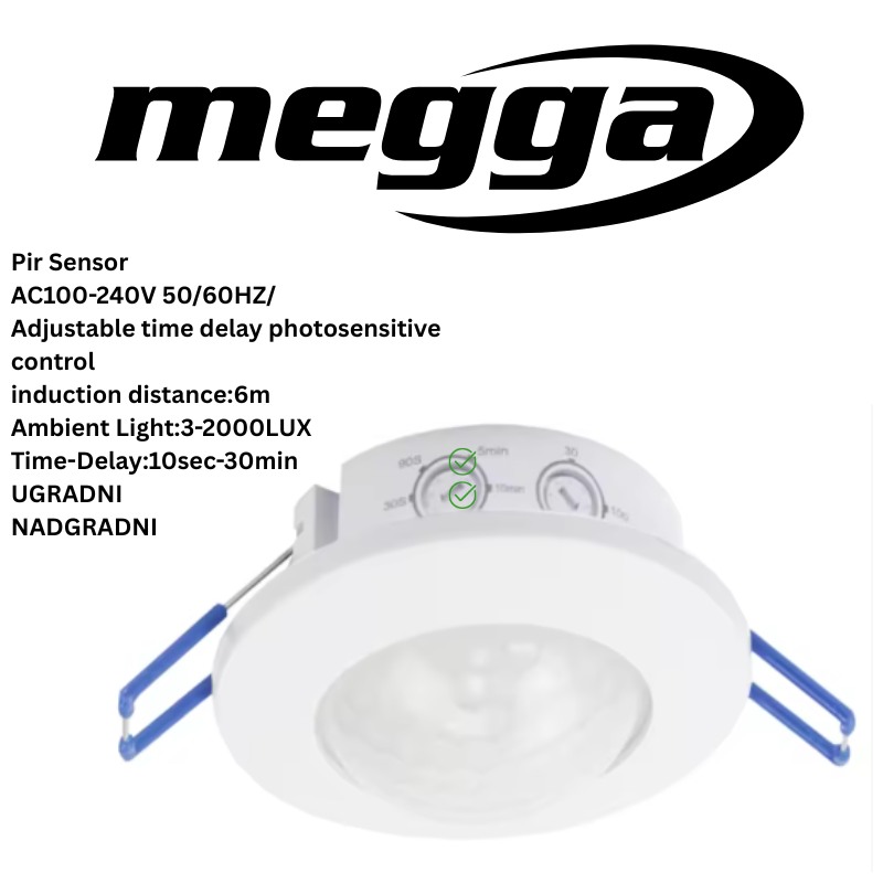 MEGGA, MG91LPHS PIR MOTION SENSOR UG I NG AC100-240V 50/60HZ, 014100