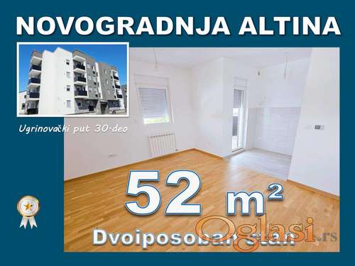 Altina, Zemun – nov dvosoban stan 52 m², useljiv odmah, etažno grejanje, parking