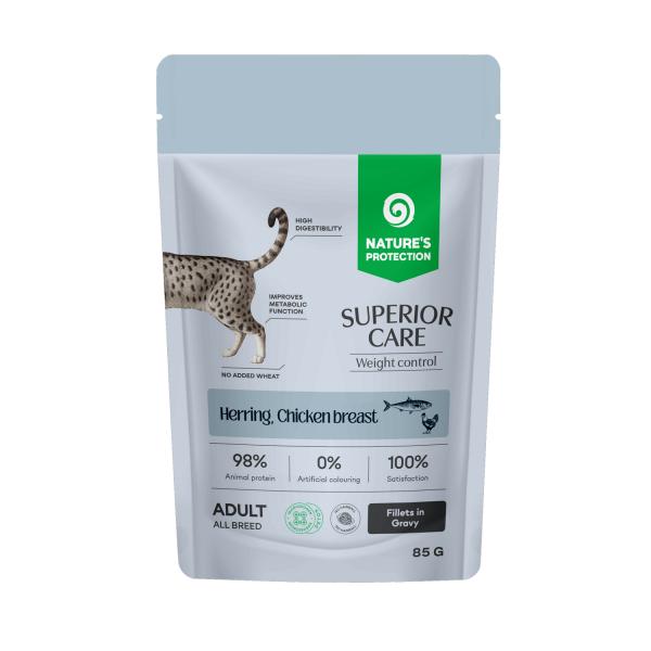 Natures Protection Superior Care Adult Cat Weight Control Herring and Chicken Breasts 85g