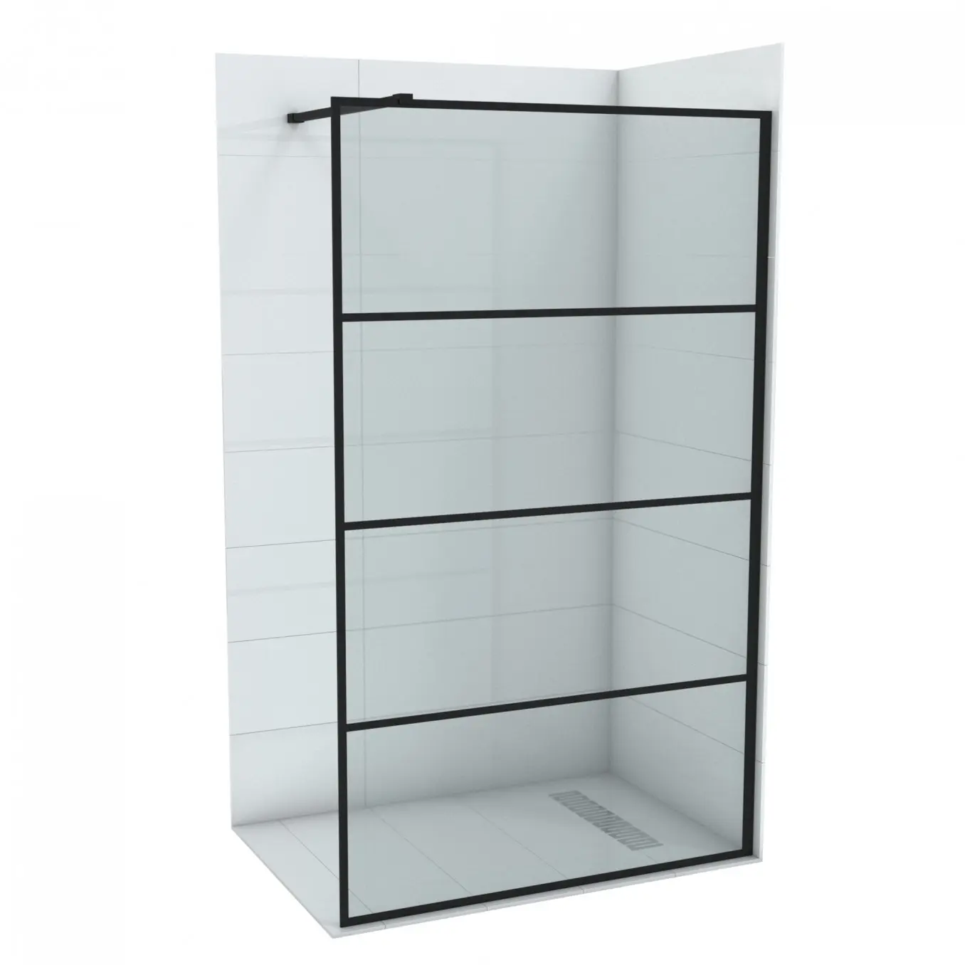 COPEN Walk-in paravan Monte, 90 x 200 cm, Providno staklo 8 mm, Crni ram