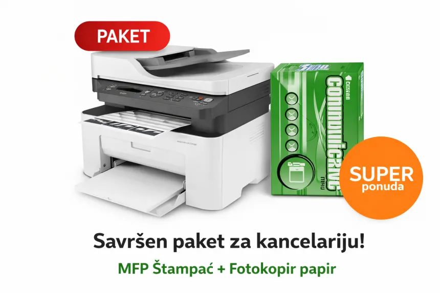 Paket! Multifunkcijski štampač 137fnw + Ris Fotokopir papira Communicator A4 80gr