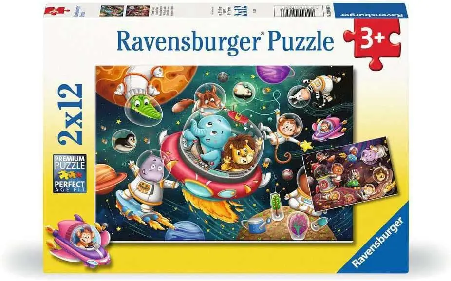 Puzzle slagalice za decu 2x12 delova Životinje u svemiru Ravensburger 12000857