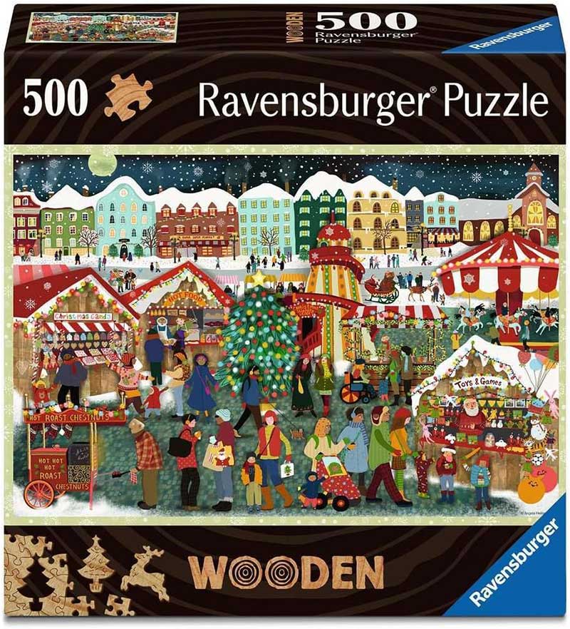 Novogodišnji vašar Drvene puzzle 500 delova za decu i odrasle Ravensburger 12001539