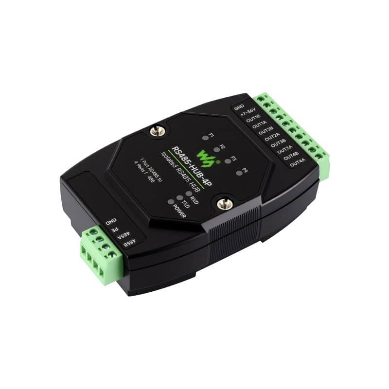 4-Ch RS485 Hub, Rail-mount, Wide Baud Range, Expands 4-ch RS485 Sub Ports Via 1-ch RS485 Master Port