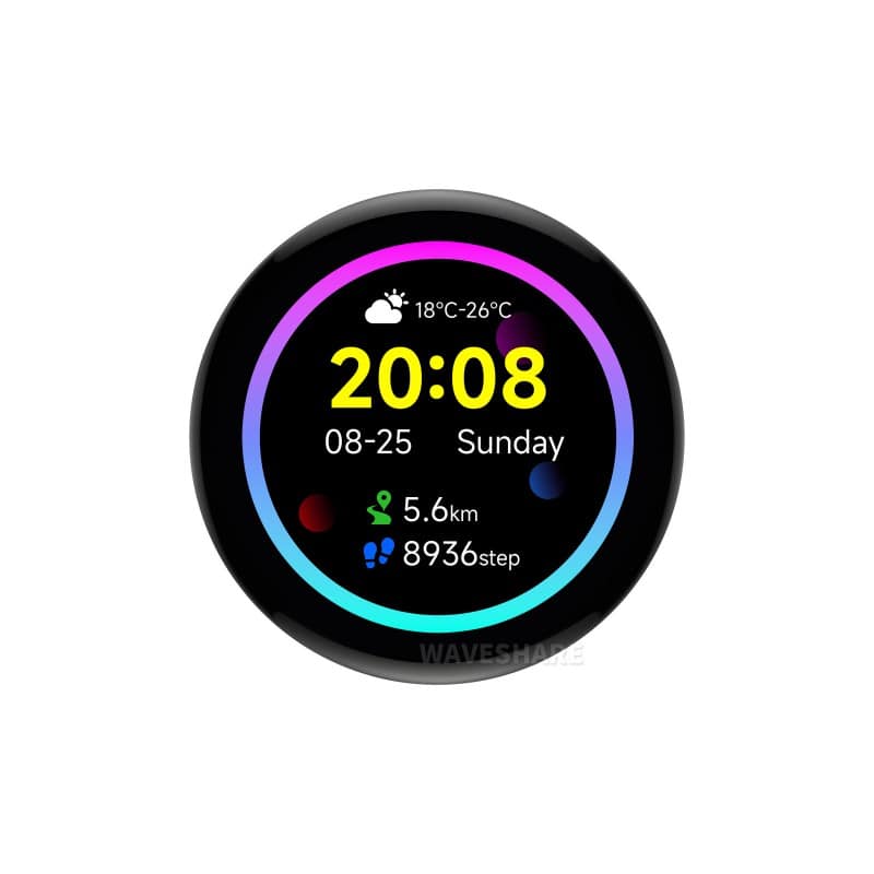 ESP32-S3 sa 1.43 inča AMOLED touch ekranom, 466×466, QSPI, Accelerometer i Gyroscope Senzori