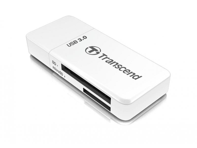 Transcend Čitač mem.kart. Mini F5, USB3.0, SD/MicroSD SDHC/SDXC/UHS-I, White